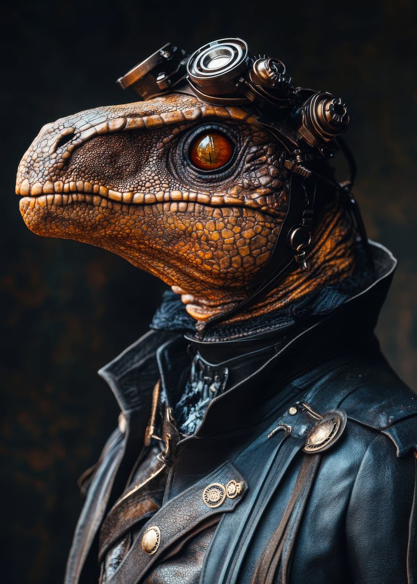 'Cool Steampunk Dinosaur' Poster, picture, metal print, paint by ...