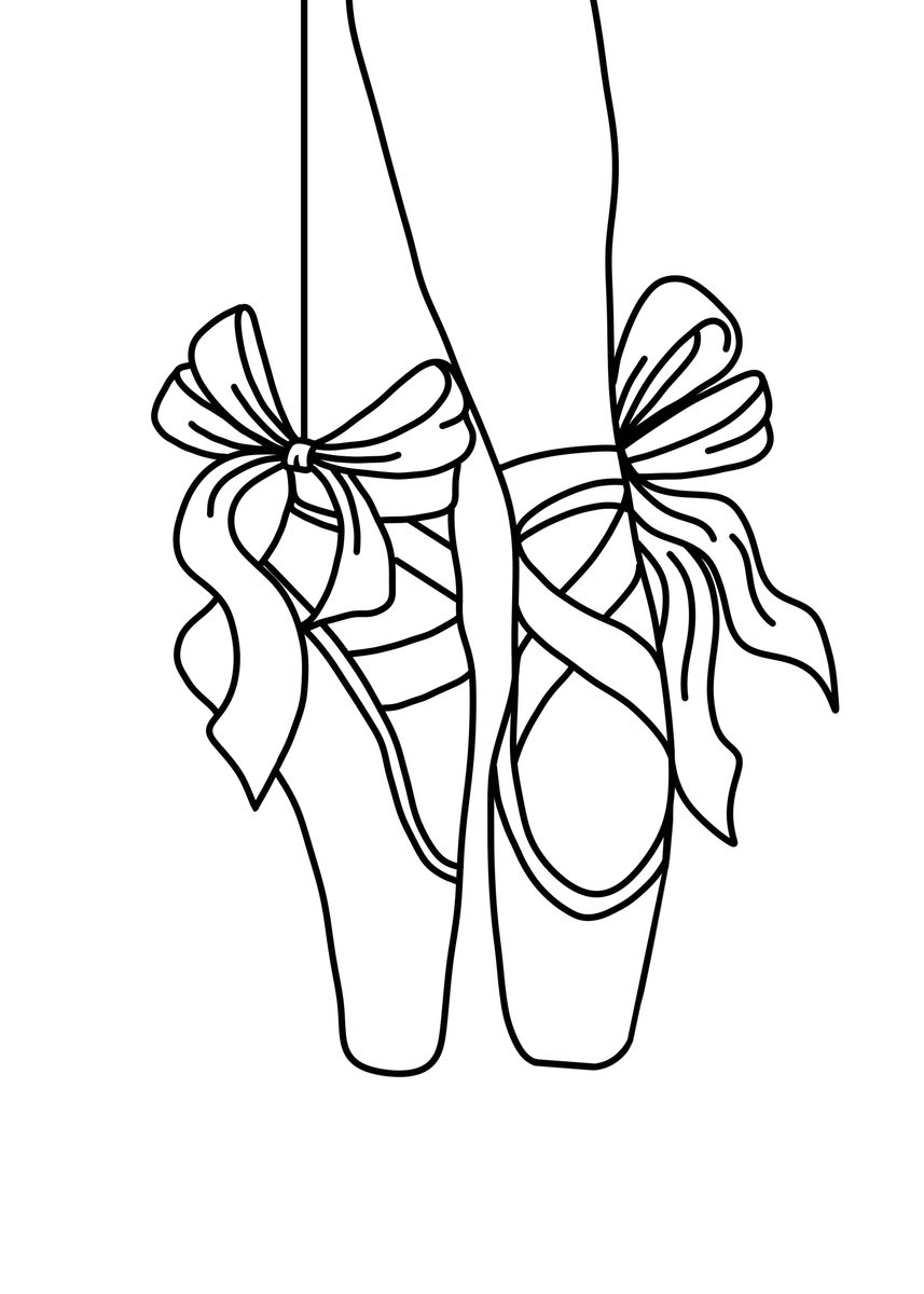'Ballet Shoes Line Art' Poster, picture, metal print, paint by Anam ...