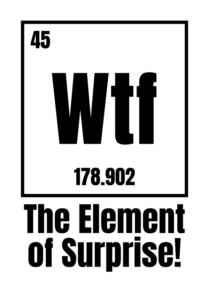 'WTF Element of Surprise' Poster, picture, metal print, paint by Yess ...
