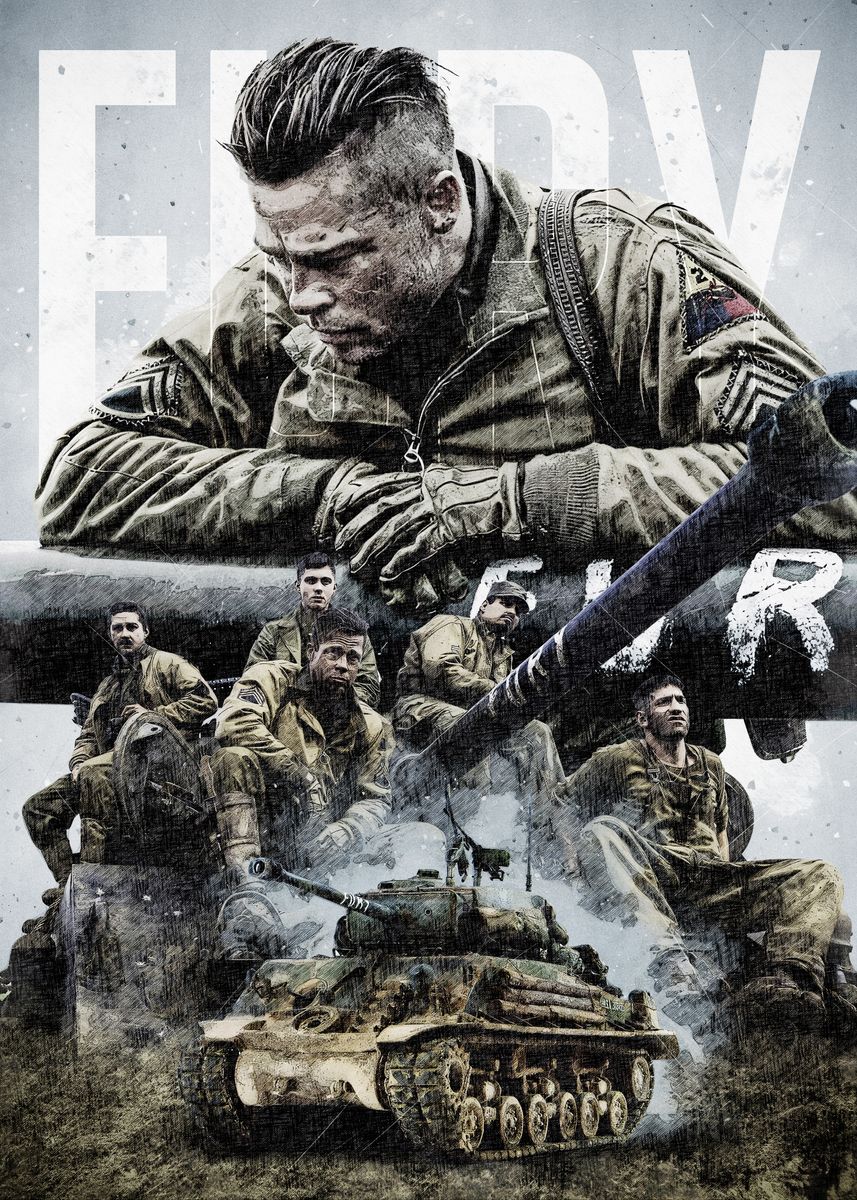 'Fury Movie Poster Sketch' Poster, picture, metal print, paint by yunur ...