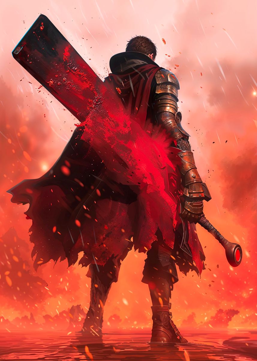 'Crimson Knight' Poster, picture, metal print, paint by shakes | Displate