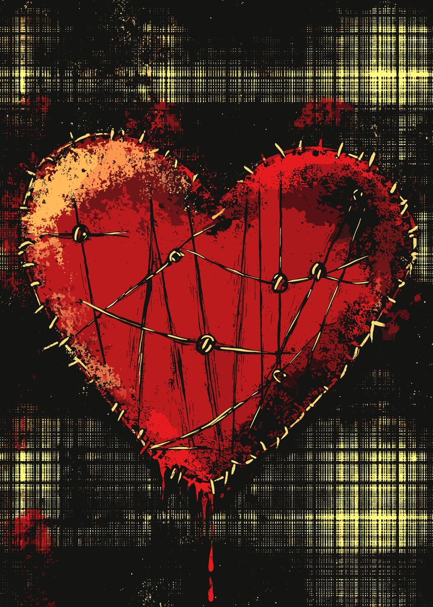 'Stitched Heart' Poster, picture, metal print, paint by pixelbull ...