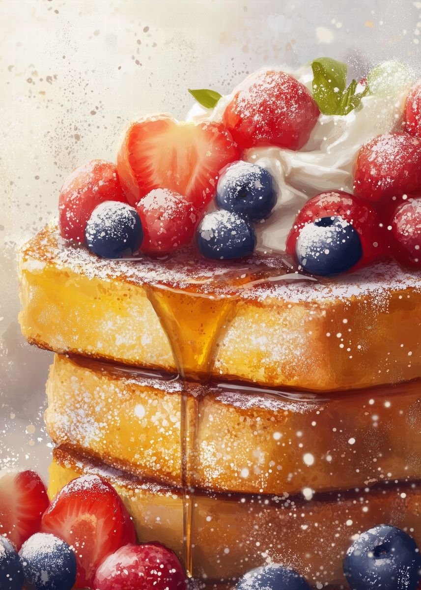 'French Toast with Berries' Poster, picture, metal print, paint by ...