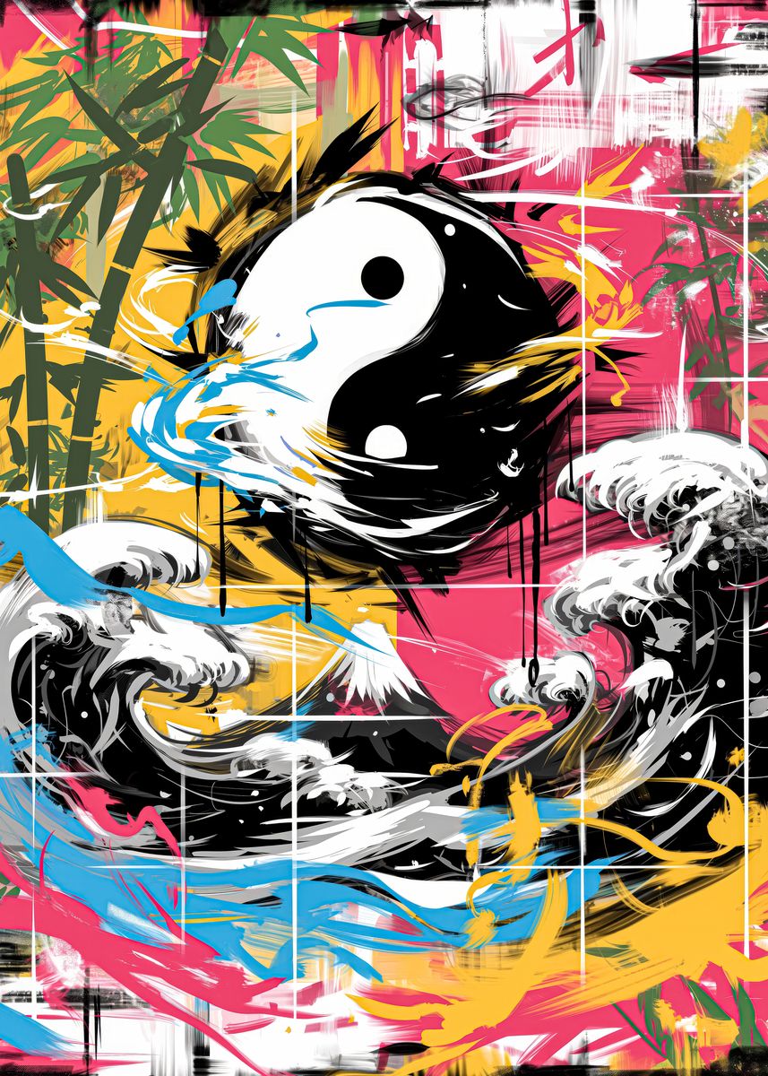 'Yin Yang Abstract Graffiti' Poster, picture, metal print, paint by ...