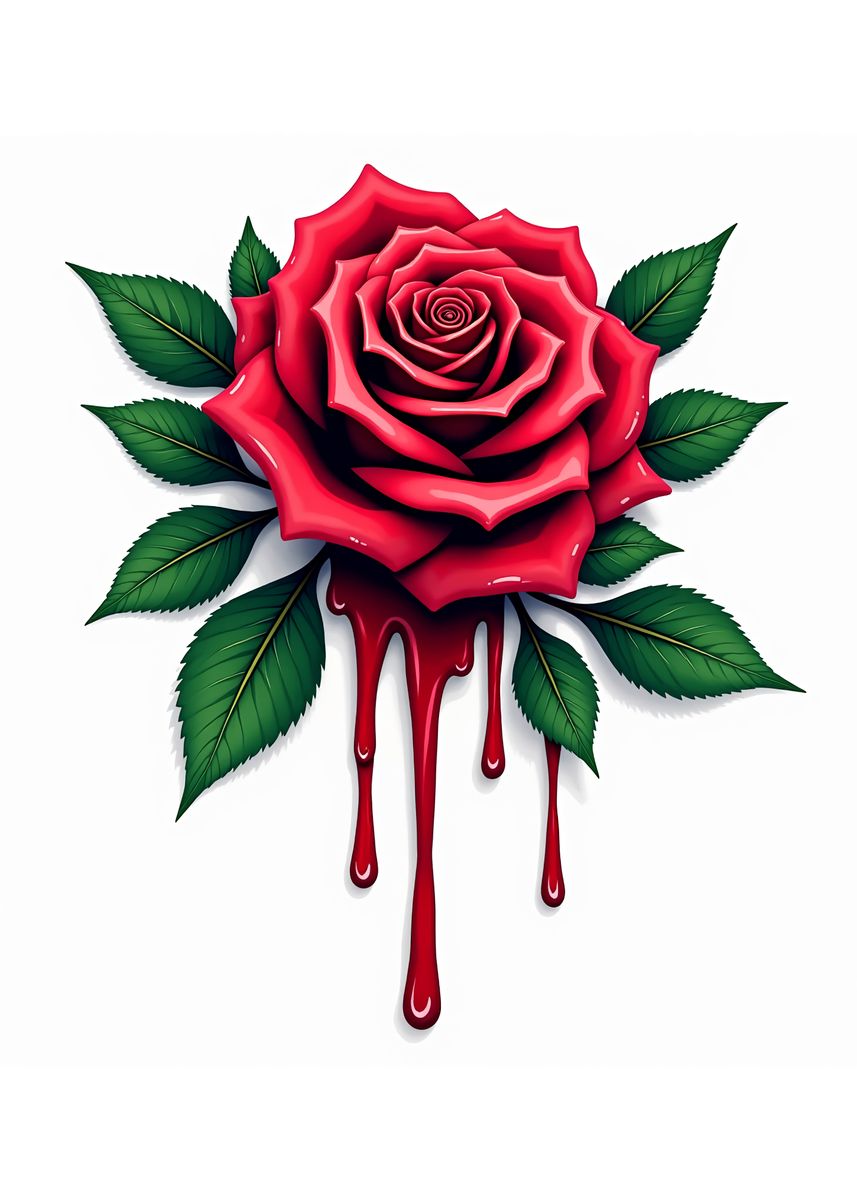 'melting red-rose green leaves garden bloom gardener flowers' Poster ...