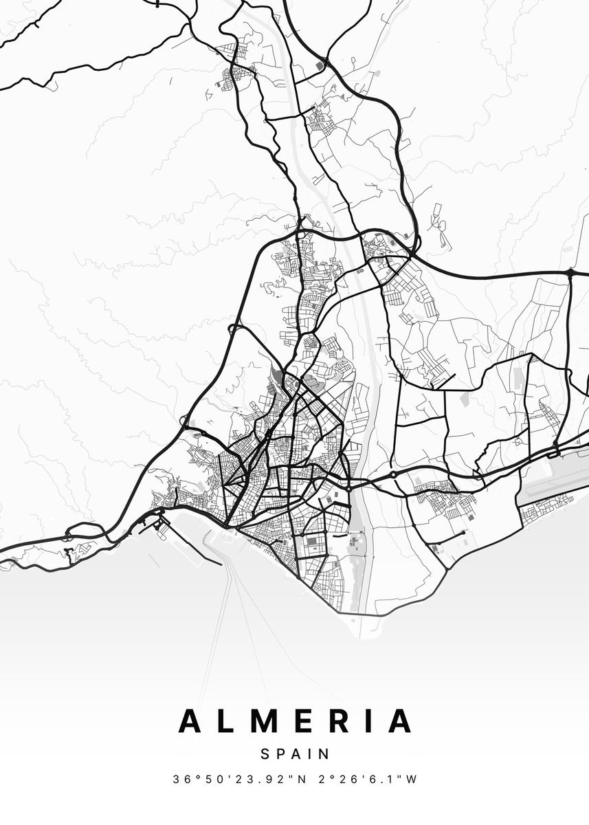 'Almeria Spain City Map' Poster, picture, metal print, paint by Kemi ...