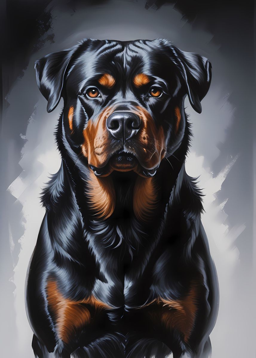 'Rottweiler Portrait' Poster, picture, metal print, paint by Devran ...