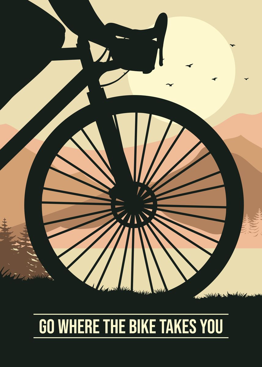 'Minimalist Cycling Adventure' Poster, picture, metal print, paint by ...