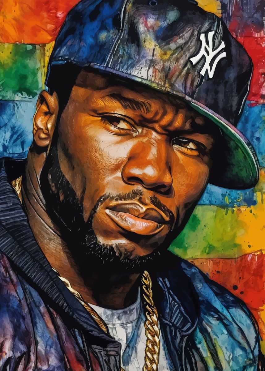 '50 Cent Portrait' Poster, picture, metal print, paint by DEGUZMAN ...