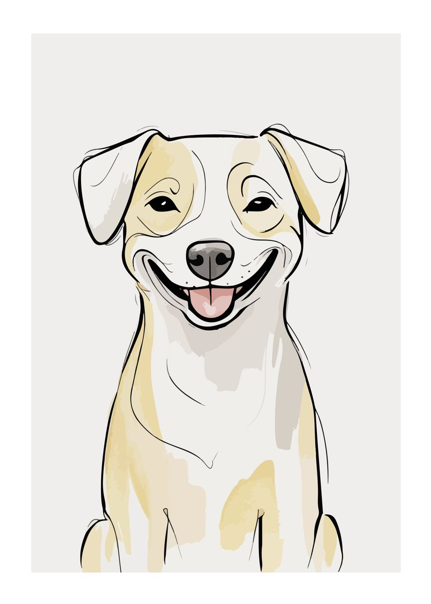'Smiling Dog Illustration' Poster, picture, metal print, paint by ...