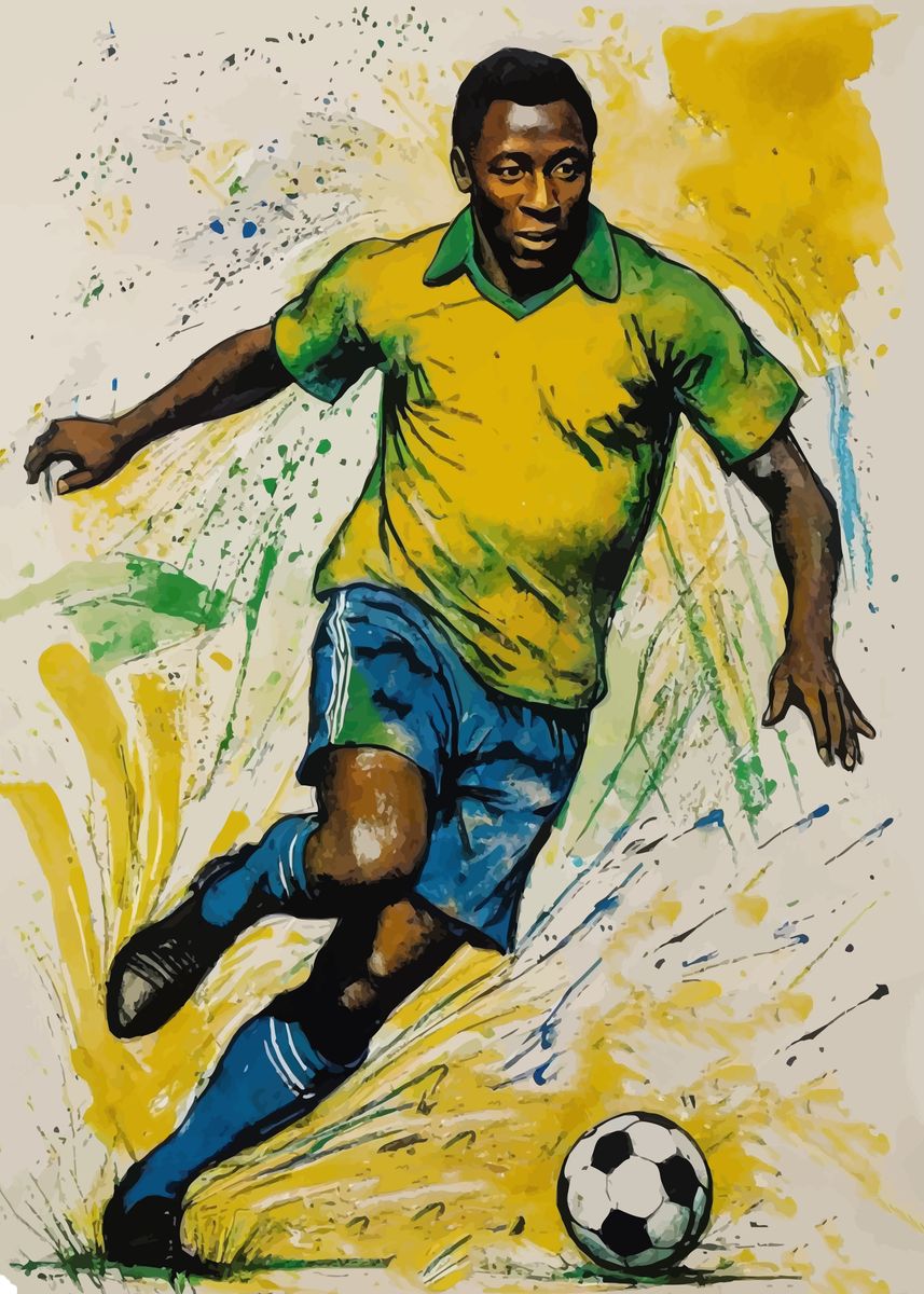'Pele Watercolor' Poster, picture, metal print, paint by DUMBROS | Displate