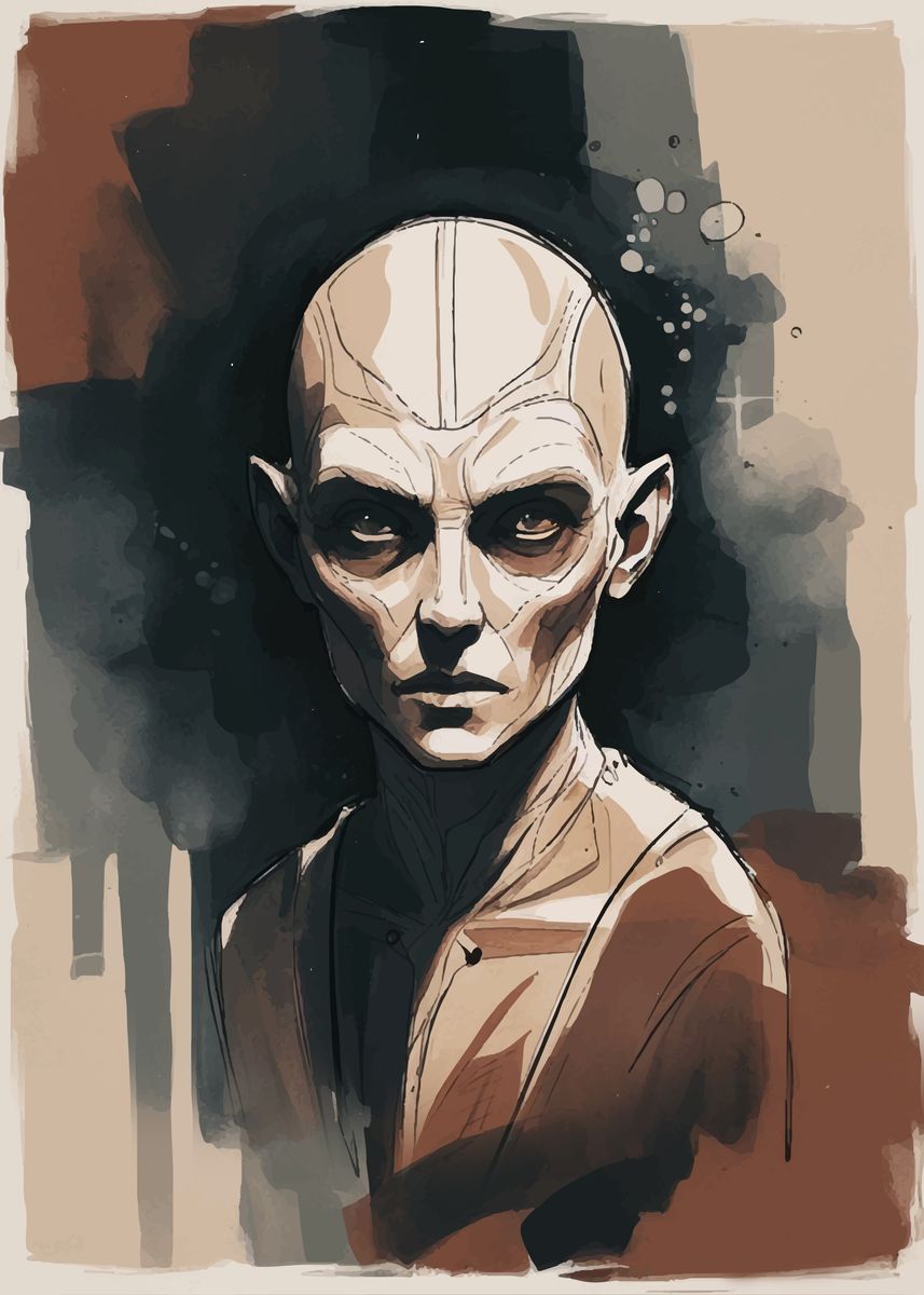 'Bald Humanoid Portrait' Poster, picture, metal print, paint by ...