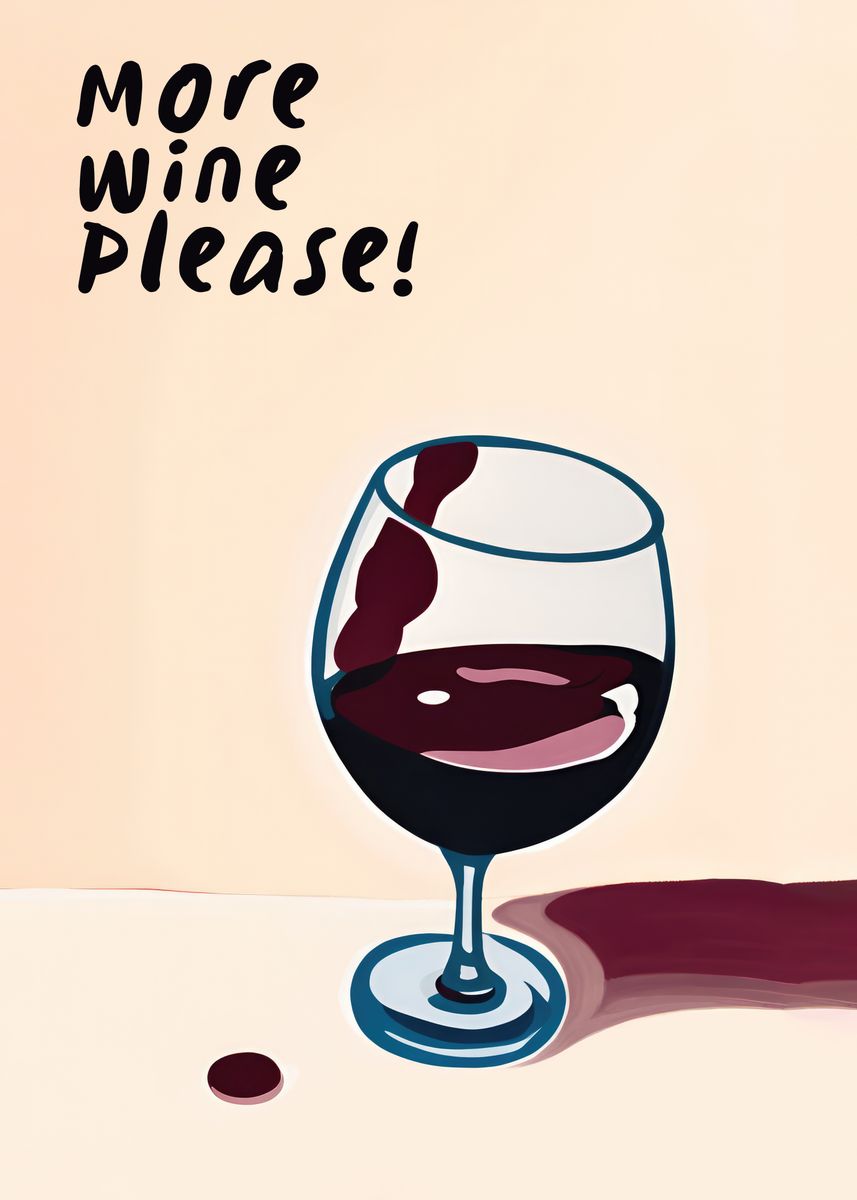 'Wine Glass Illustration' Poster, picture, metal print, paint by BluePinkPanther | Displate