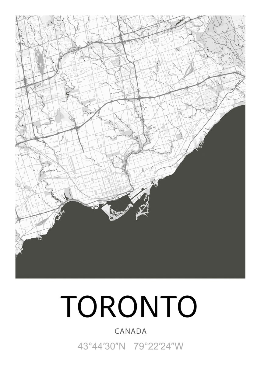 'Toronto City Map' Poster, picture, metal print, paint by Byrdyak ...