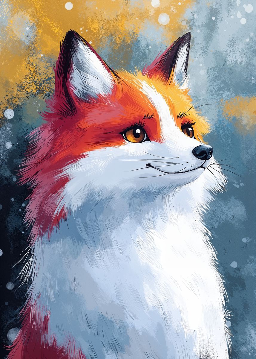 'Red Fox Portrait' Poster, picture, metal print, paint by Tomoo | Displate