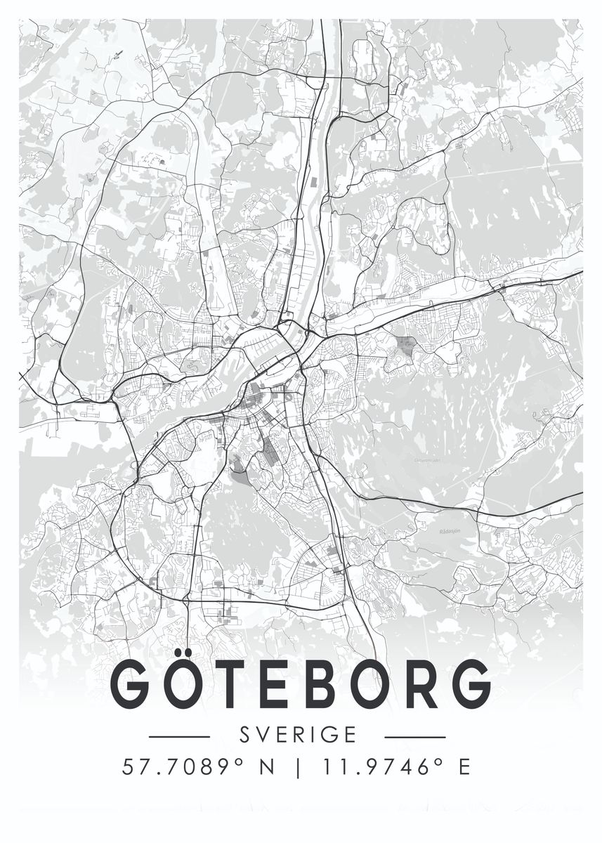 'Gothenburg City Map' Poster, picture, metal print, paint by ...