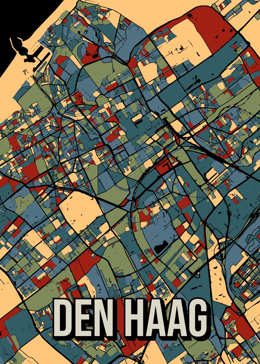 'Den Haag Netherlands City Map Art' Poster, picture, metal print, paint ...