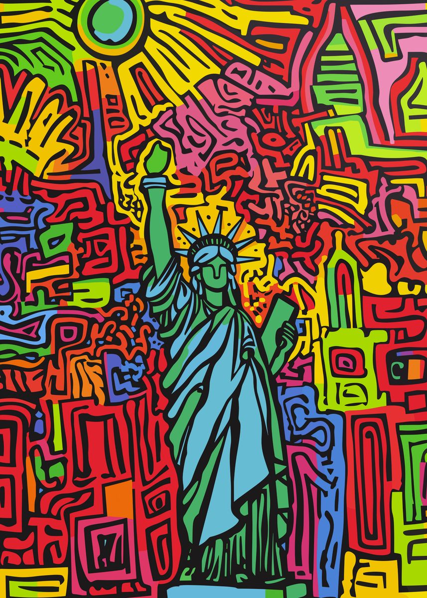 'Statue of Liberty Pop Art' Poster, picture, metal print, paint by Omar ...