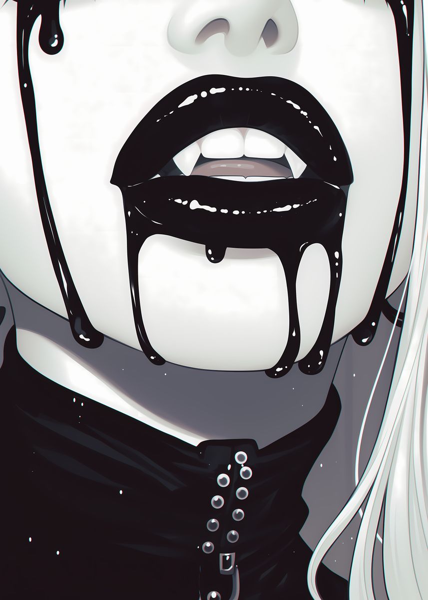 'Black Lipstick Drip' Poster, picture, metal print, paint by Tomorrow ...