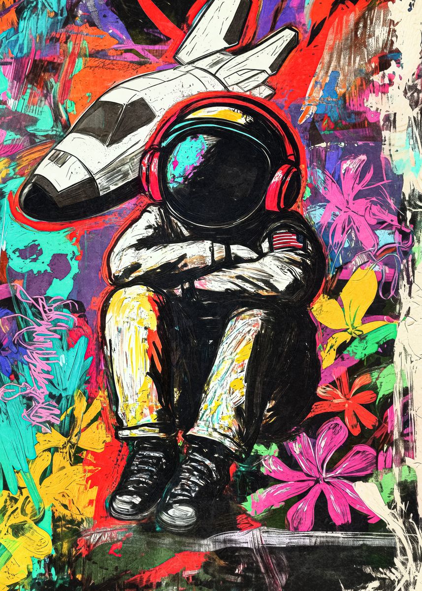 'Abstract Graffiti Astronaut' Poster, picture, metal print, paint by ...