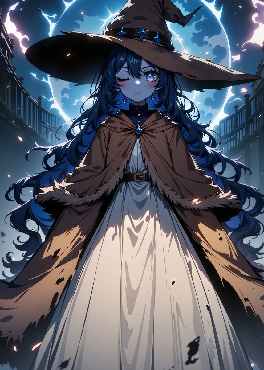 'Blue-Haired Witch' Poster, picture, metal print, paint by Trav3l3r | Displate