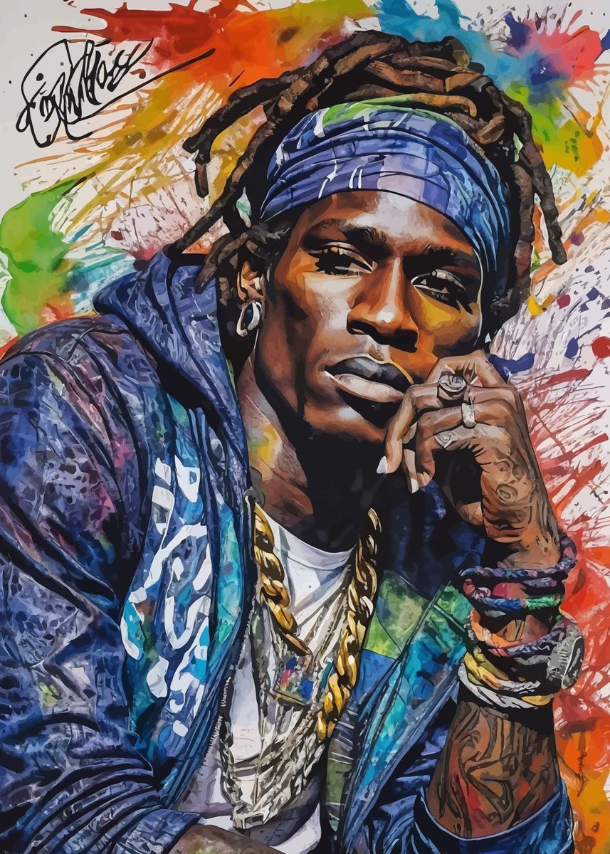 'Young Thug Watercolor Portrait' Poster, picture, metal print, paint by ...