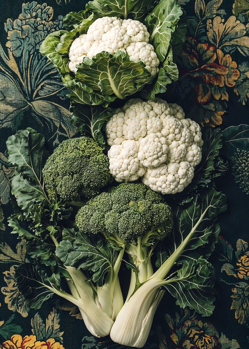 'Cauliflower and Broccoli Still Life' Poster, picture, metal print ...