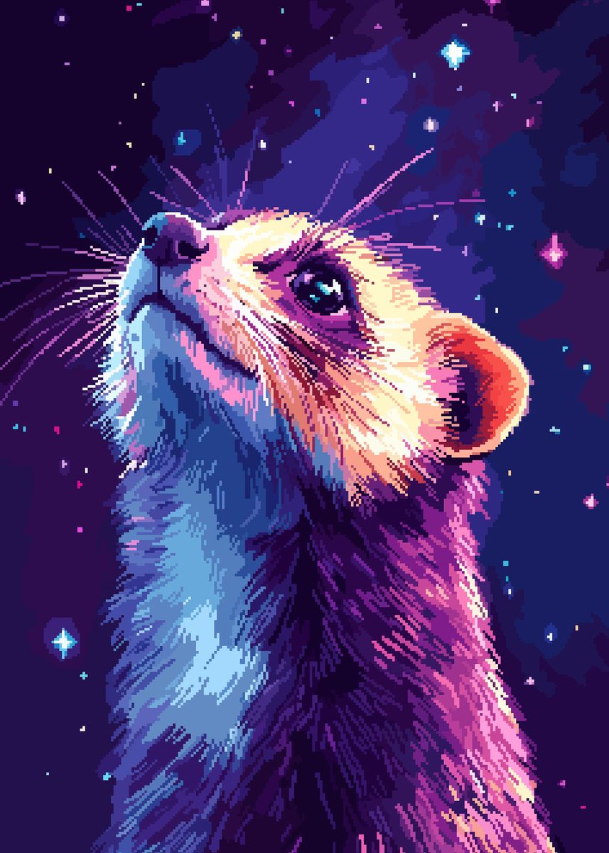 'Inspirational Ferret Pixel Art' Poster, picture, metal print, paint by ...