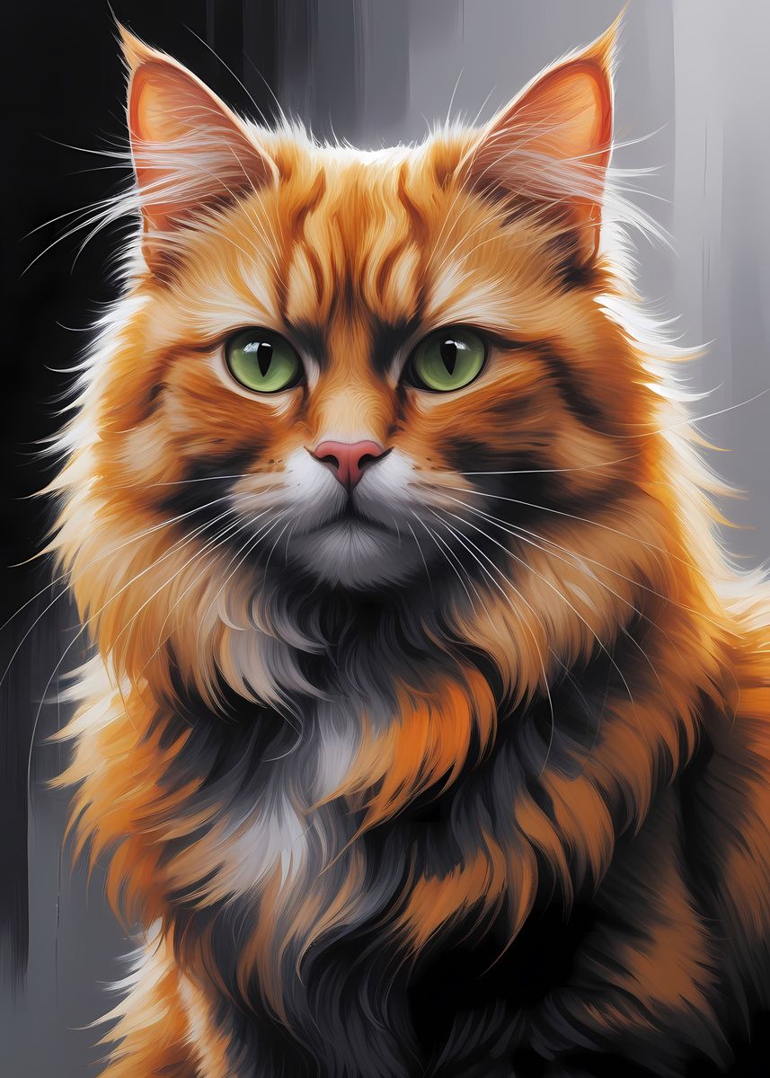 'Orange Tabby Cat Portrait' Poster, picture, metal print, paint by ...