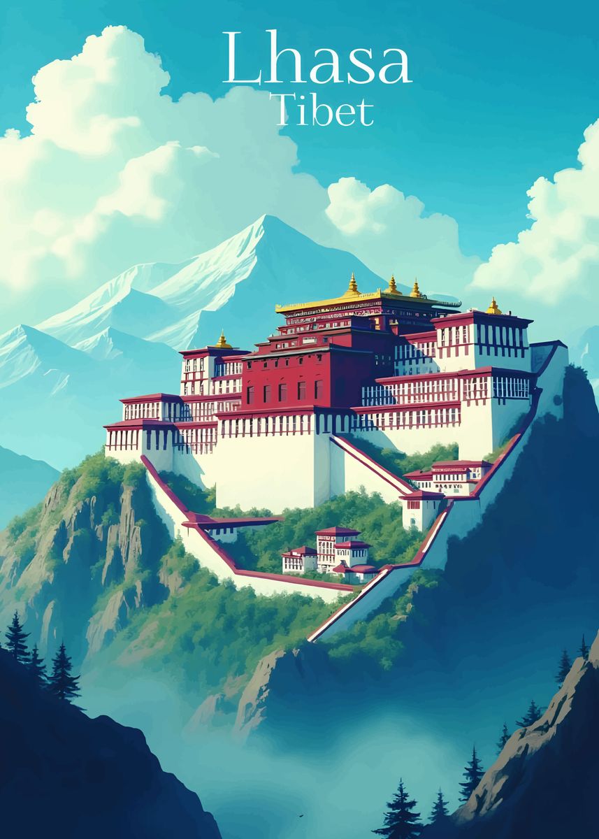 'Lhasa Tibet ' Poster, picture, metal print, paint by biliacci | Displate