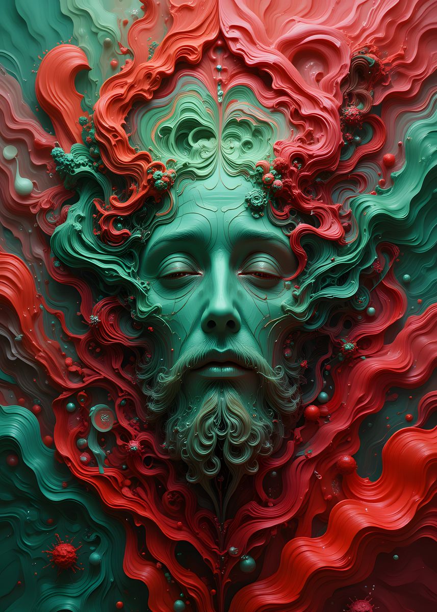 'Abstract Face in Swirls' Poster, picture, metal print, paint by Pierre ...