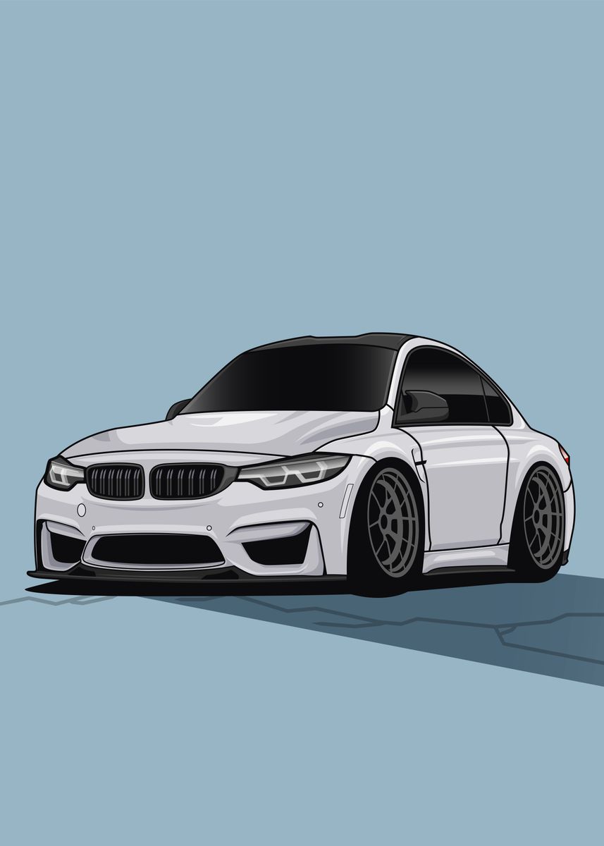 'BMW M4 F82 Cartoon' Poster, picture, metal print, paint by Vero ...