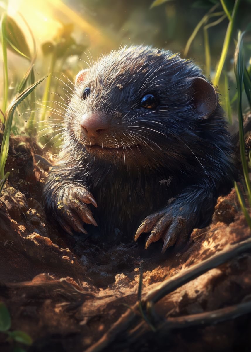 'Cute Small Mole' Poster, picture, metal print, paint by Rawbin | Displate