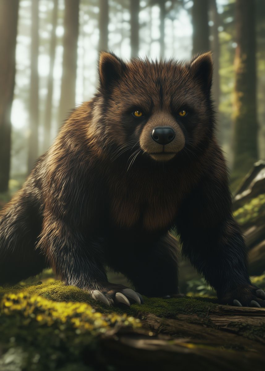 'Furry Wolverine in Forest' Poster, picture, metal print, paint by ...