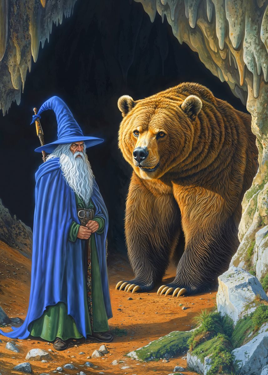 'Wizard and Bear' Poster, picture, metal print, paint by Powerful Words ...