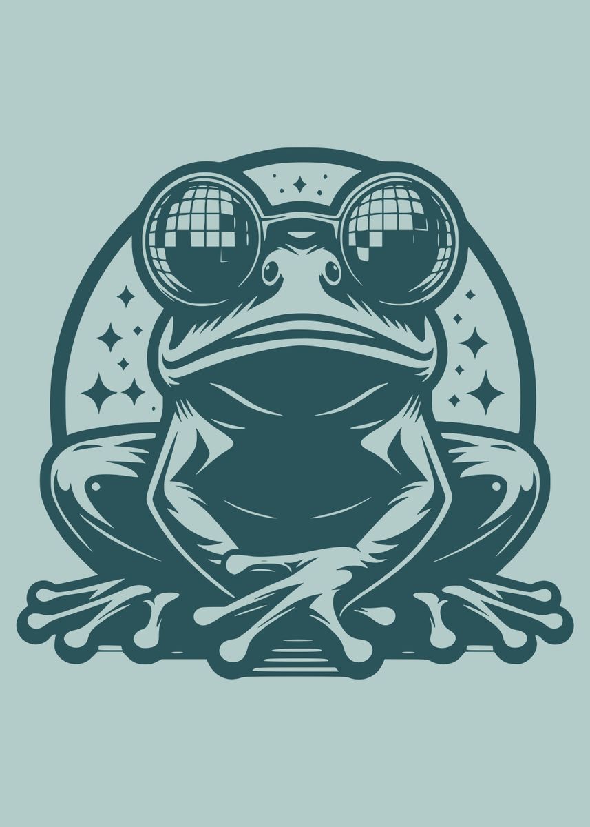 'Funny Disco Frog in Green' Poster, picture, metal print, paint by Beth ...