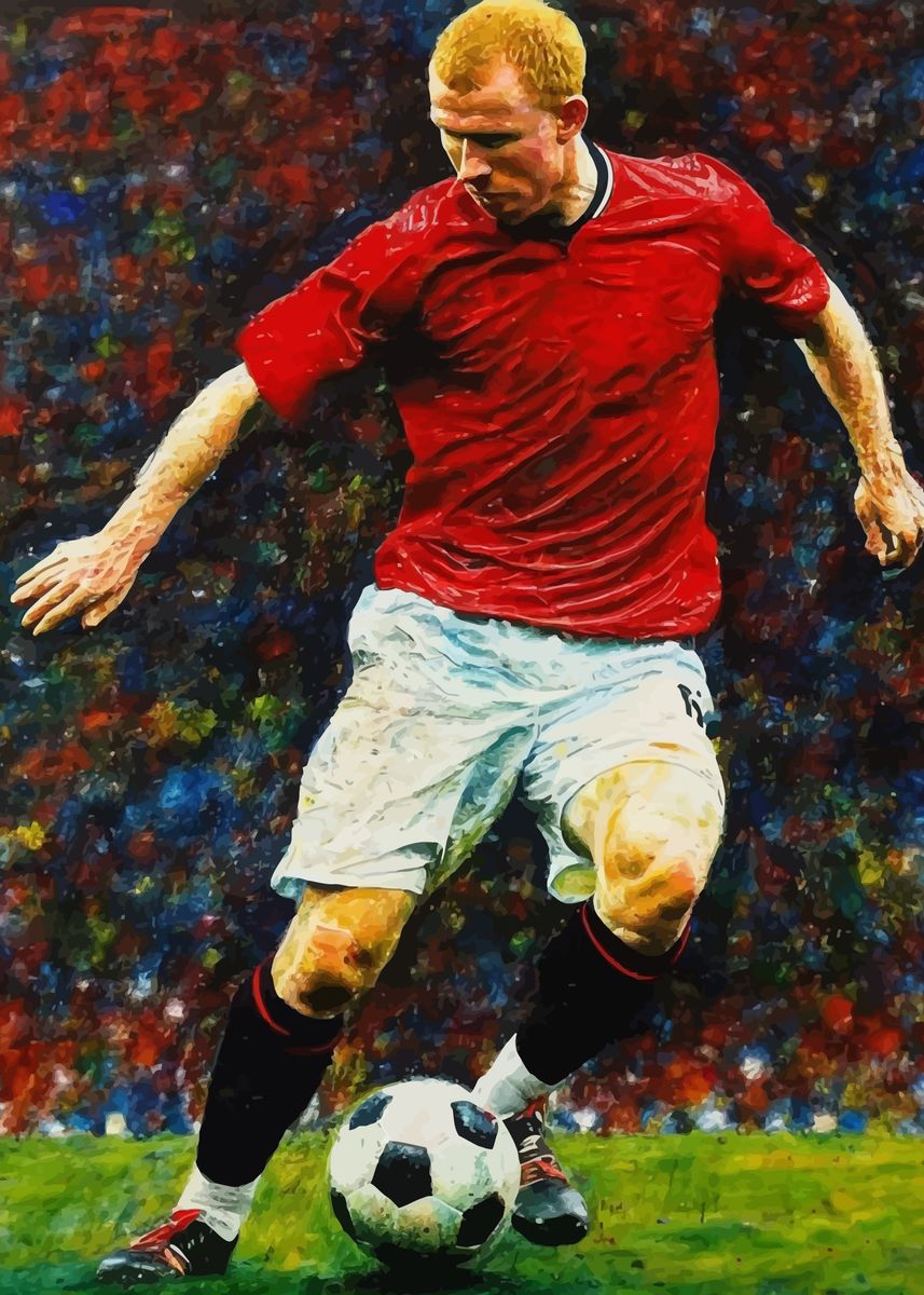 'Scholes Soccer Player Action Painting' Poster, picture, metal print ...