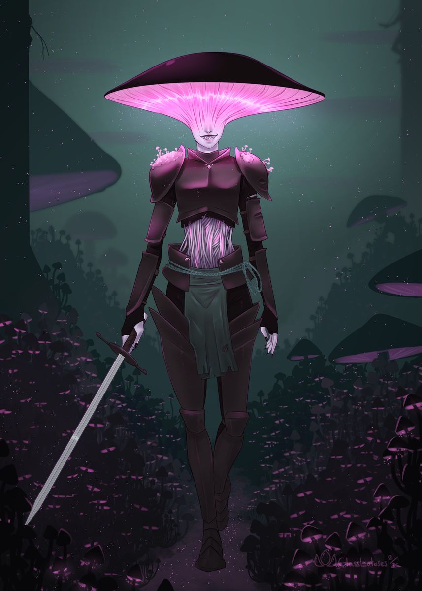 'Mushroom Knight' Poster, picture, metal print, paint by GlassLotuses ...