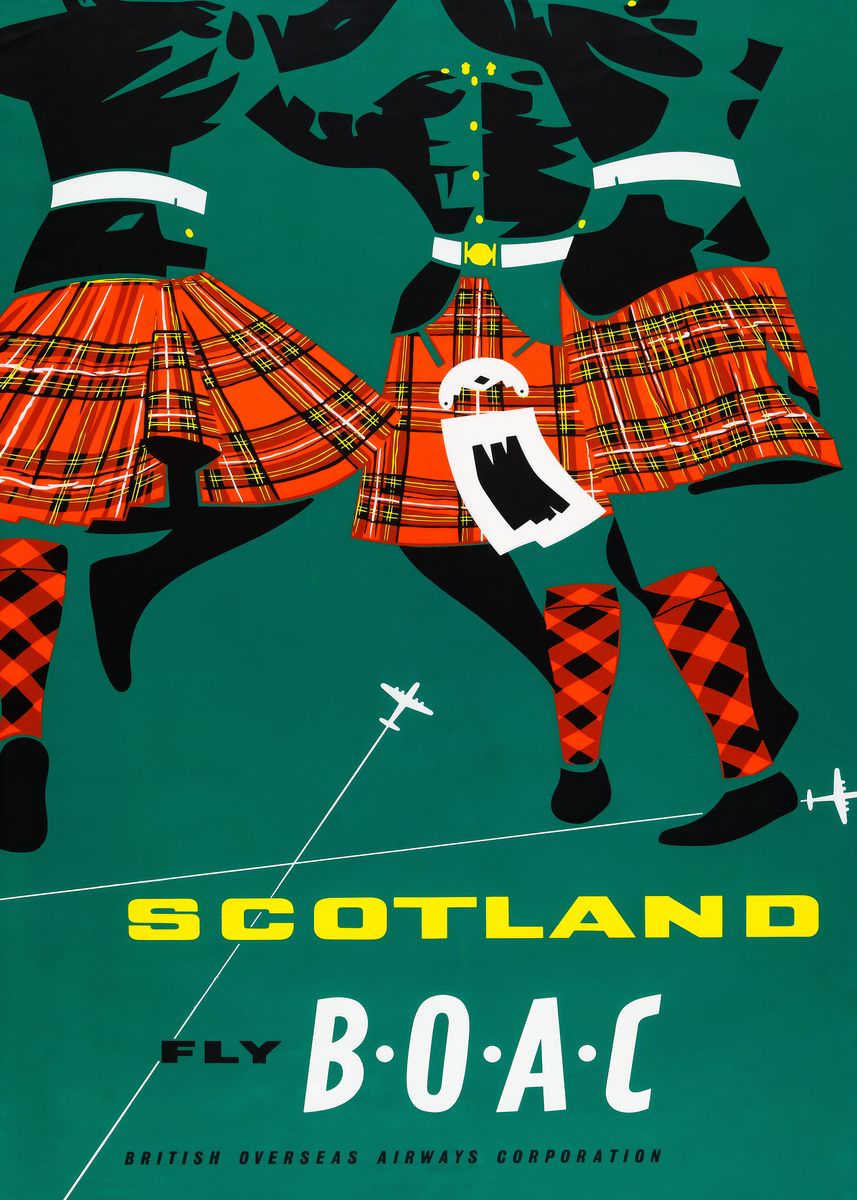 'Fly BOAC to Scotland' Poster, picture, metal print, paint by Steel ...