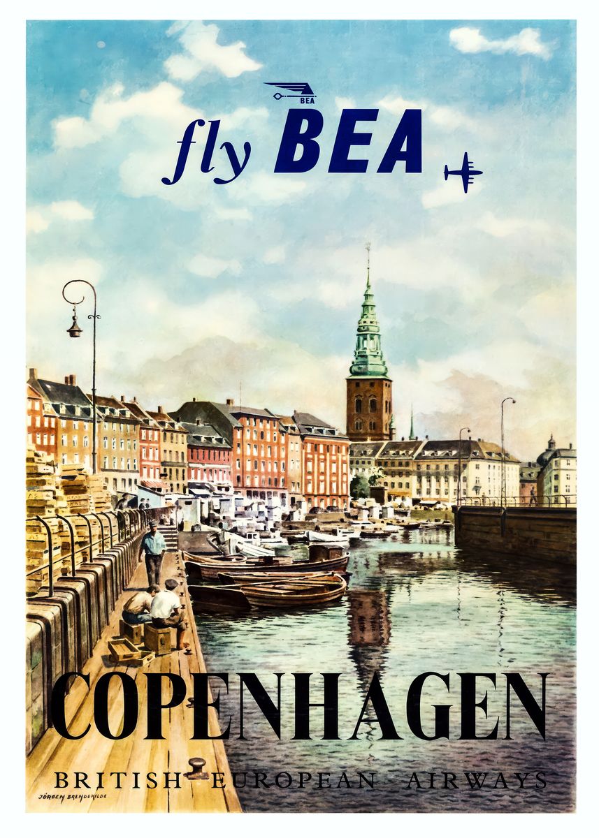 'Fly BEA to Copenhagen' Poster, picture, metal print, paint by Steel ...