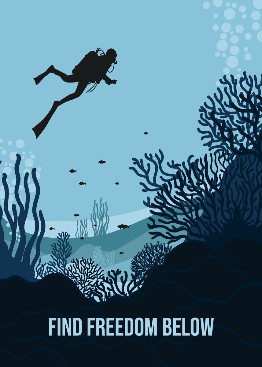 'Scuba Diving Freedom' Poster, picture, metal print, paint by taofik ...