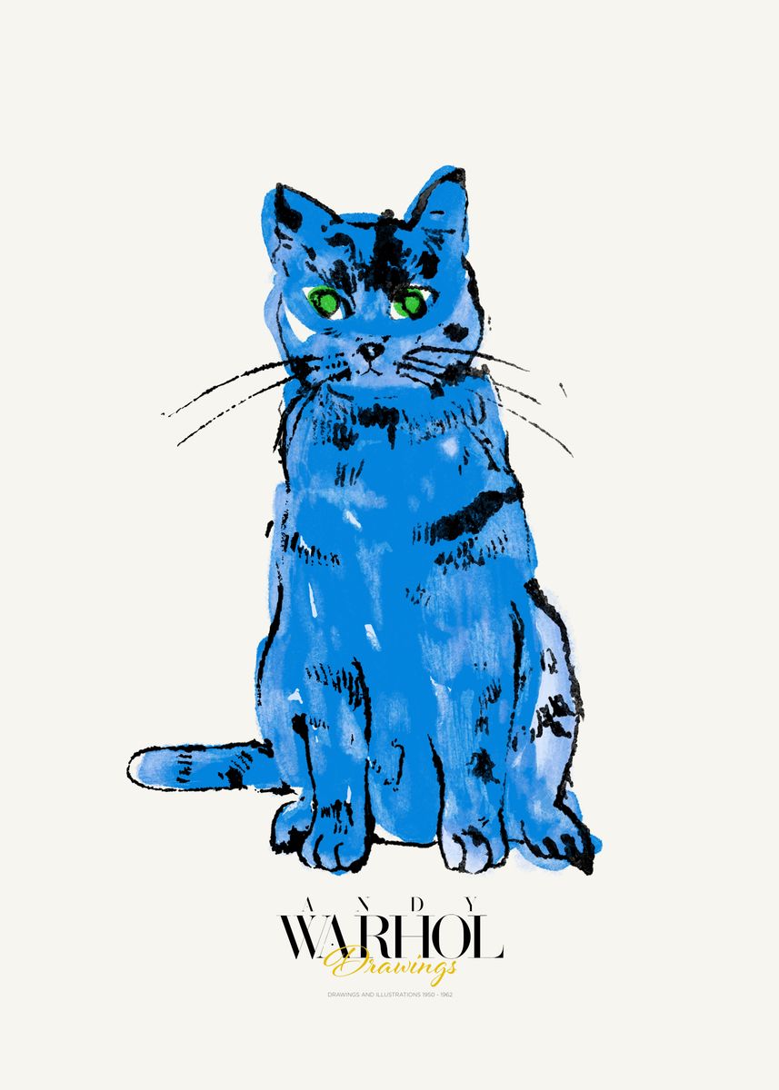 'BLUE CAT | POSTER' Poster, picture, metal print, paint by POP ART ...