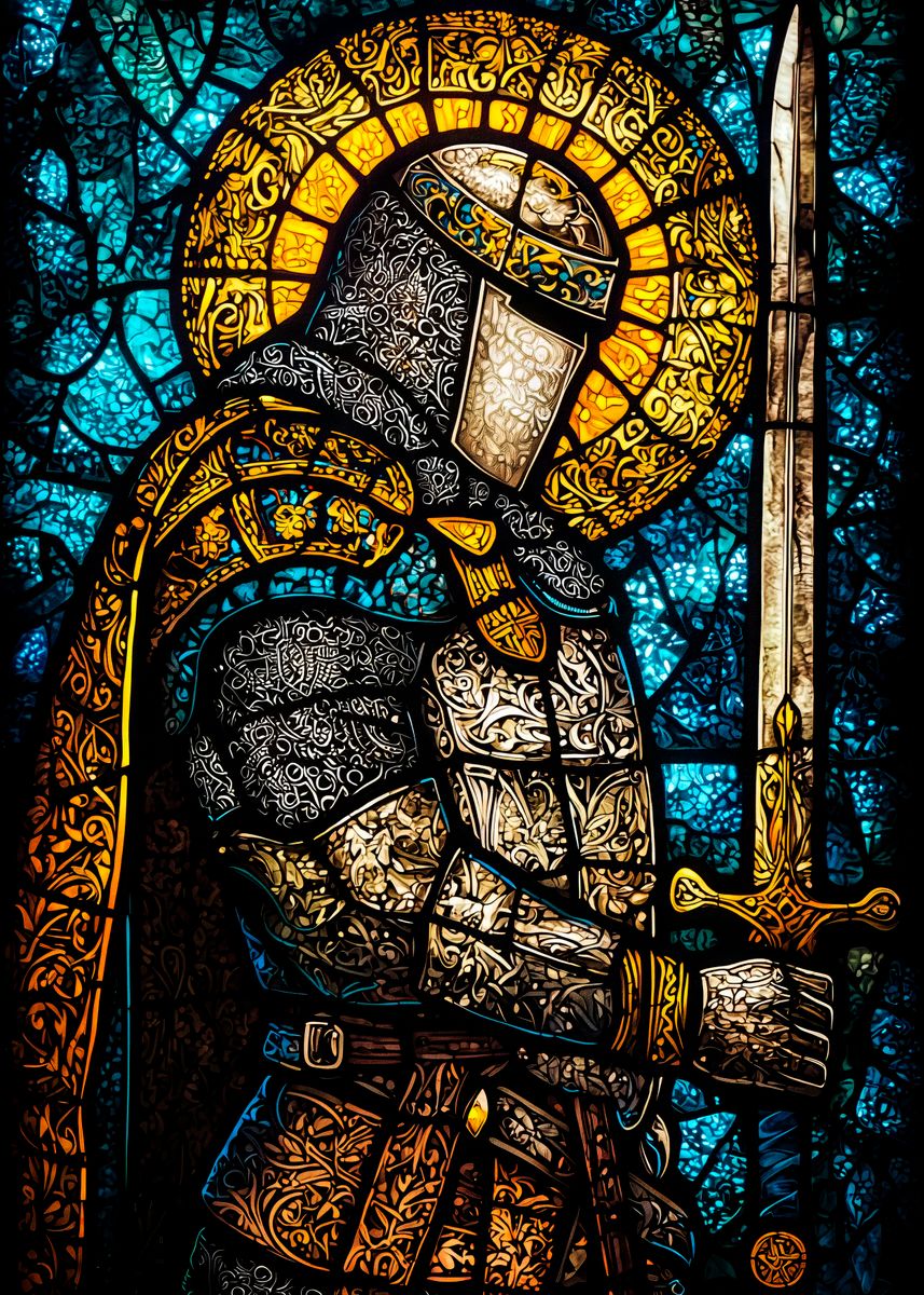 'Stained Glass Knight' Poster, picture, metal print, paint by The ...
