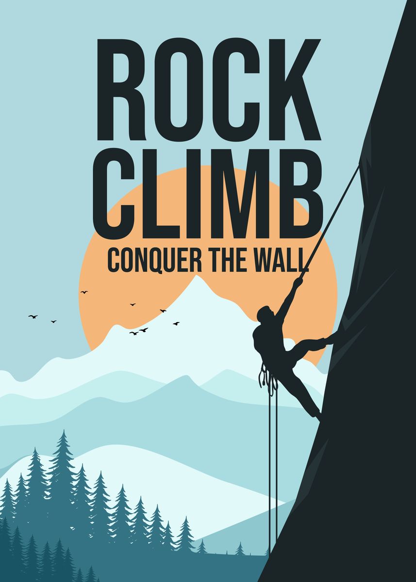 'Rock Climbing Challenge' Poster, picture, metal print, paint by taofik ...