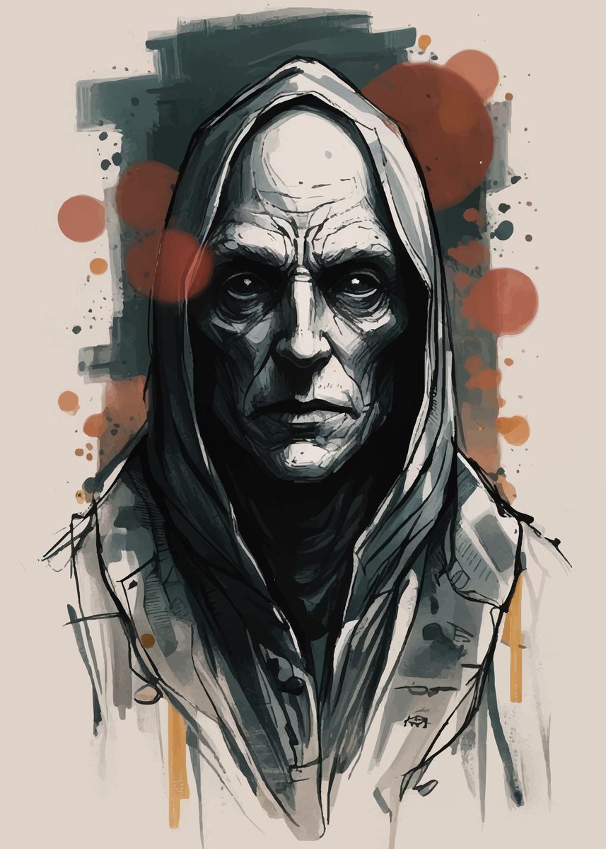 'Hooded Figure Portrait' Poster, picture, metal print, paint by ...