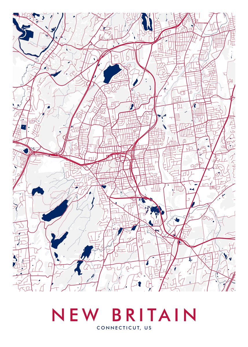 'New Britain, Connecticut' Poster, picture, metal print, paint by Andi Permana | Displate