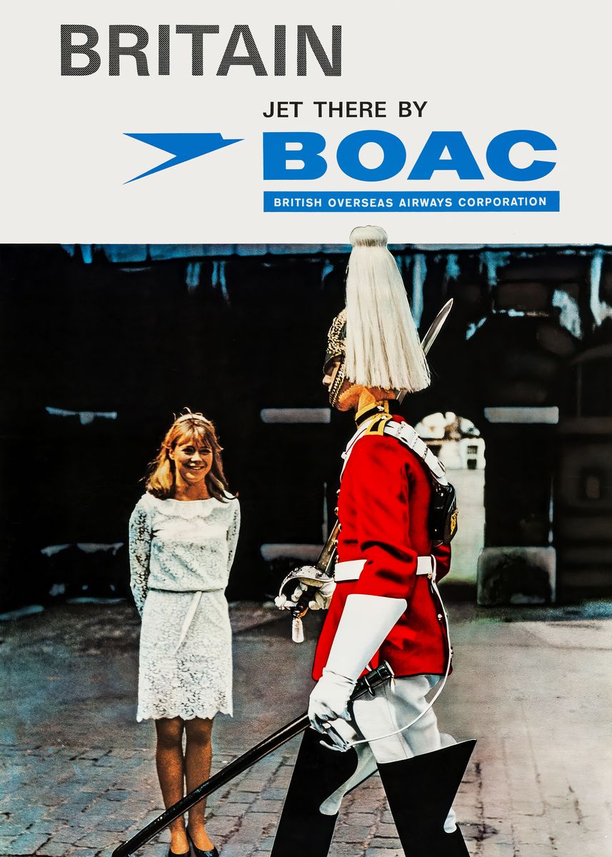 'BOAC Travel Poster - Britain' Poster, picture, metal print, paint by ...