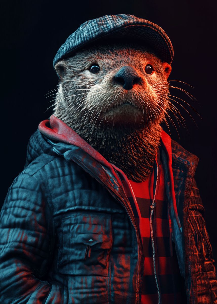 'Neon Cyberpunk Sea Otter' Poster, picture, metal print, paint by Frank ...
