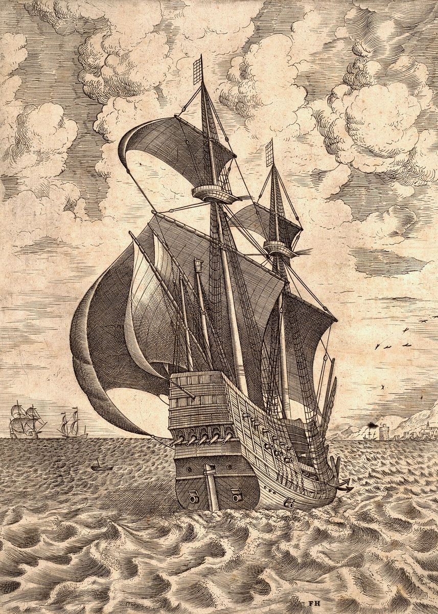 'Sailing Ship Engraving' Poster, picture, metal print, paint by ...