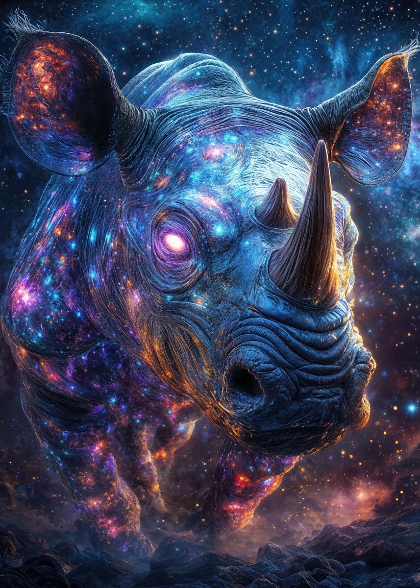 'Nebular Behemoth: The Cosmic Rhino' Poster, picture, metal print ...